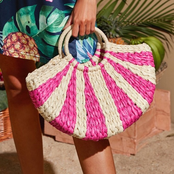 Accessories | Ring Handle Two Tone Woven Tote Bag | Poshmark